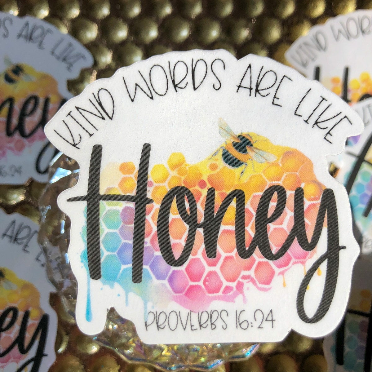 Stickology Kind words are like Honey Proverbs 16:24 Scripture sticker ...