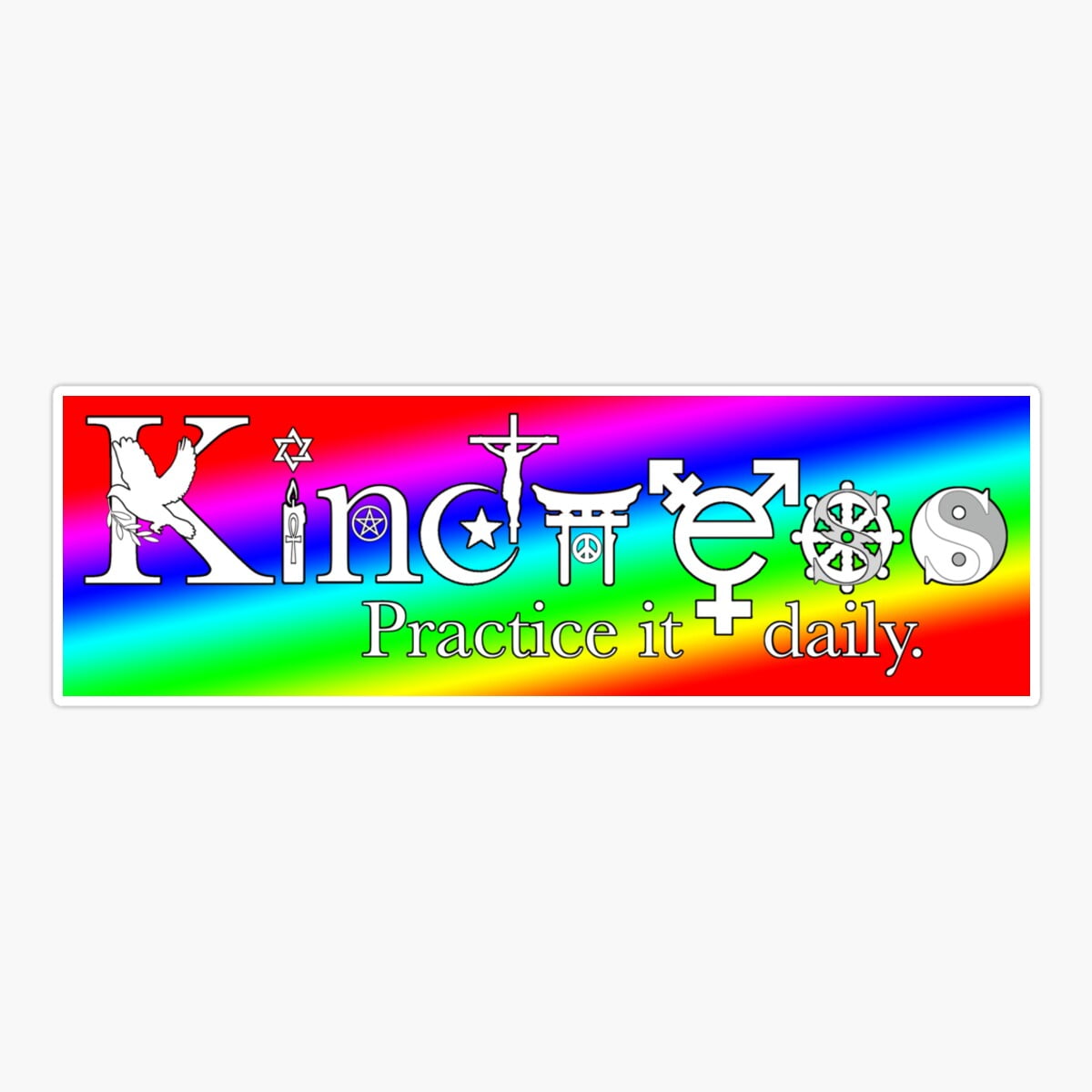Stickology Kindness: Practice It Daily (Coexist Style) Bumper Sticker ...