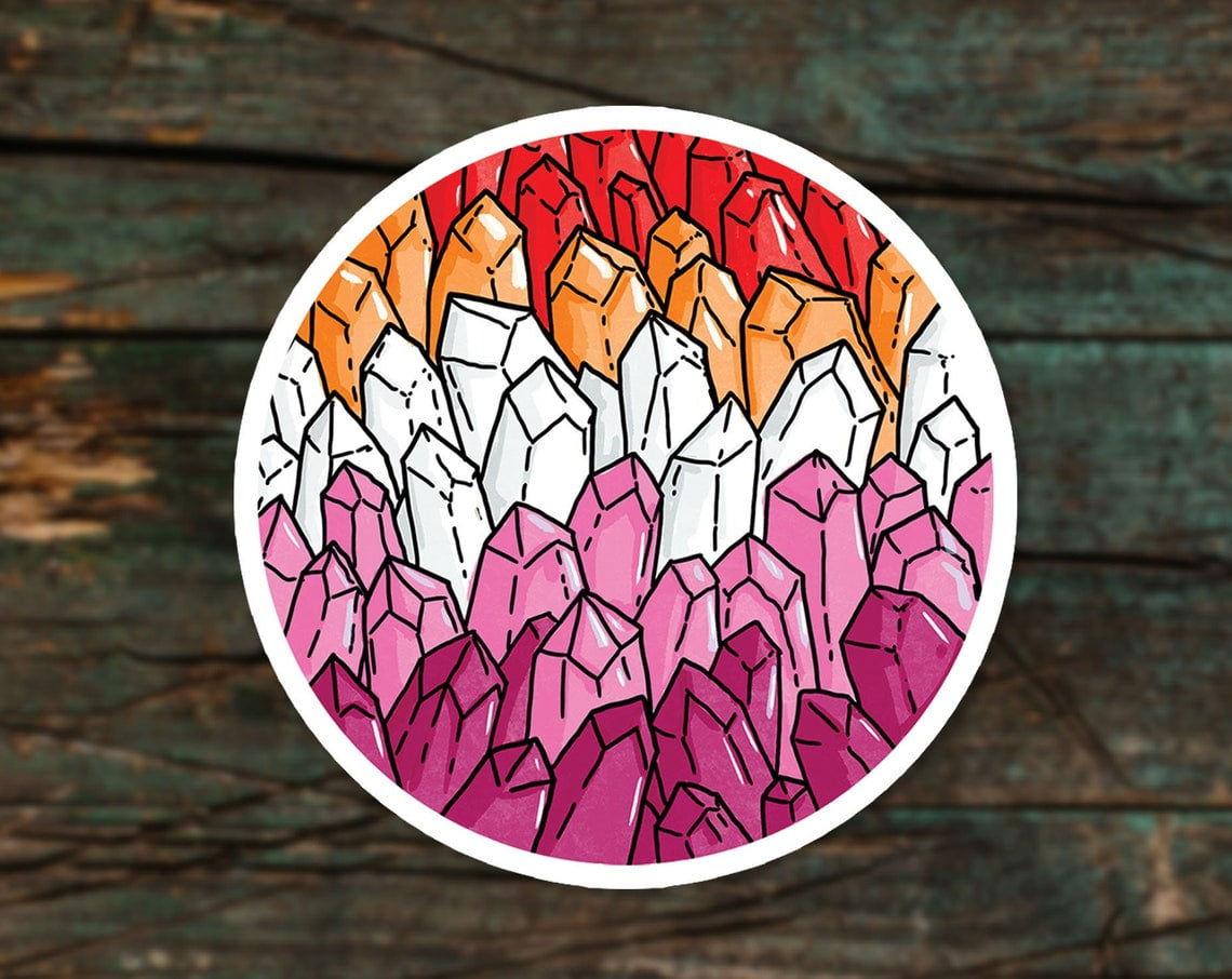 Stickology Lesbian pride round er - Subtle lesbian flag er - lgbtq er ...