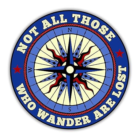 Stickology Not All Those Who Wander are Lost Sticker, Compass Hiking ...