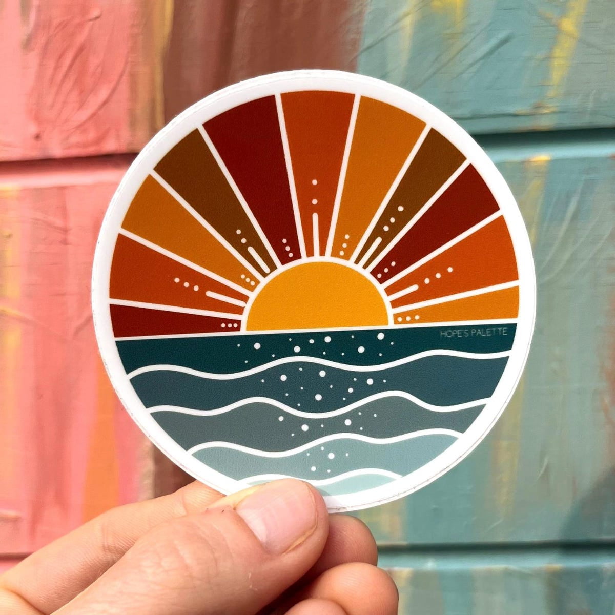 Stickology Ocean Sun3” Circle Sticker, Sunrise Beach Waterproof Sticker ...