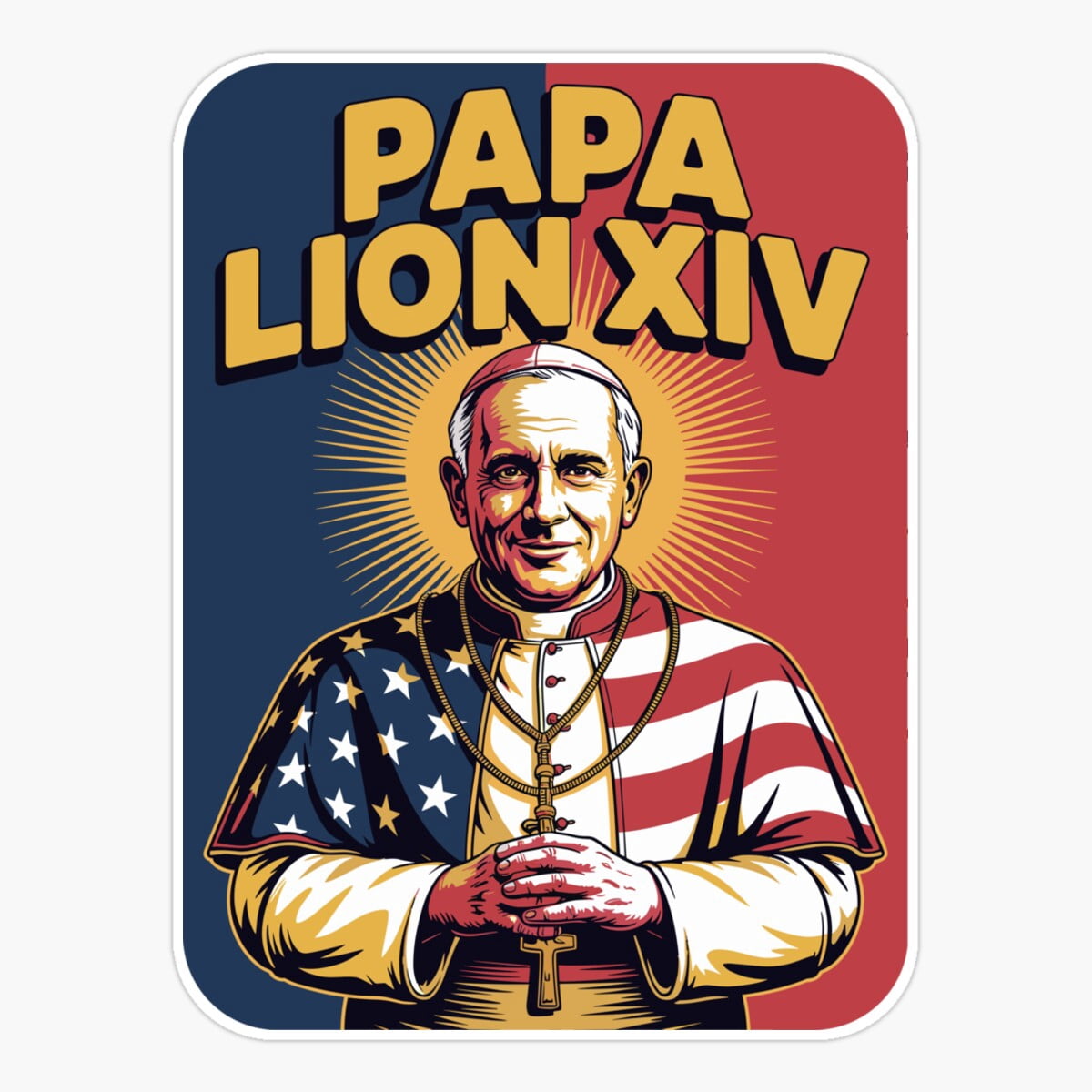 Stickology Papa Leon Xiv – Bold Pop-Art Religious Design In Red, White ...