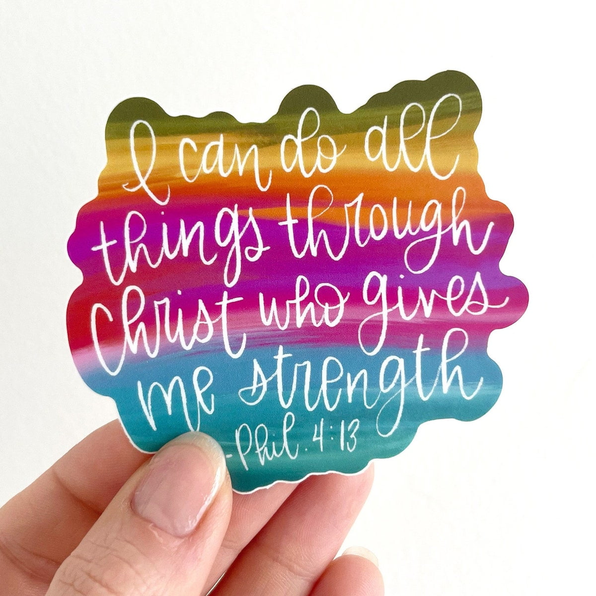 Stickology Philippians 4:13 Rainbow Colored Bible Verse vinyl sticker ...