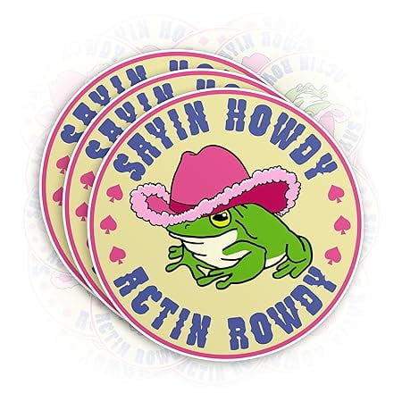 Stickology Sayin Howdy Actin Rowdy Frog Stickers, Funny Cowboy Frog ...