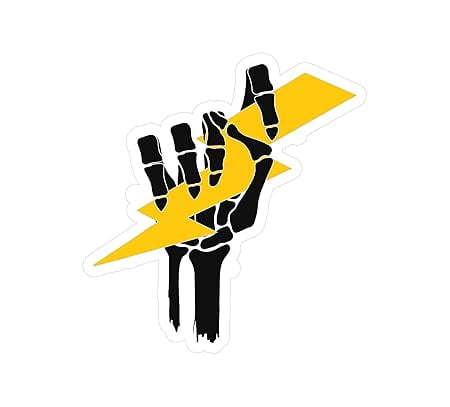 Stickology Skeleton Hand Lightning Bolt Sticker, Hard Hat Sticker, Blue ...