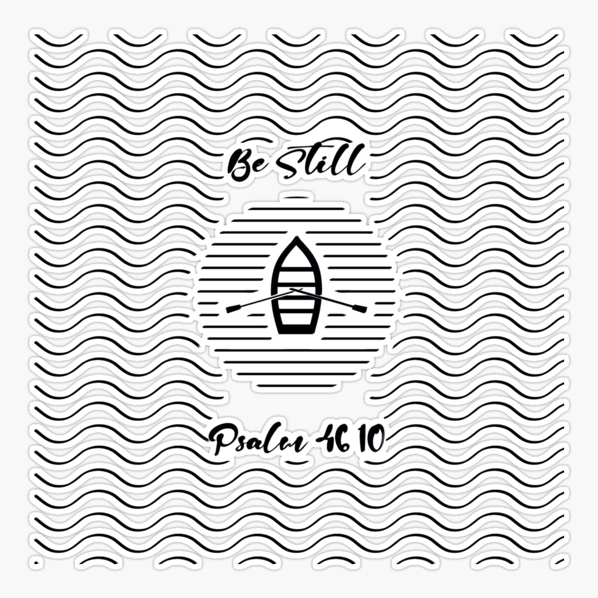 Stickology Be Still – Christian Abstract Boat In Stormy Sea Design ...