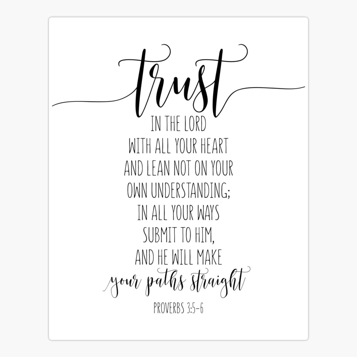 Stickology Trust In The Lord With All Your Heart, Proverbs 3:5-6, Bible ...