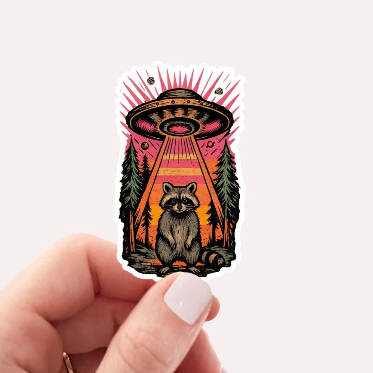 Stickology UFO Abduction Sticker, Funny Vintage Retro Graphic Alien ...