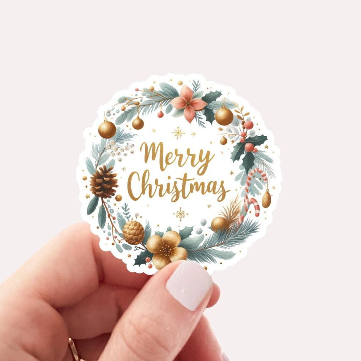 Stickology Wreath Sticker, Chic Winter Sticker, Cute Holiday Sticker ...