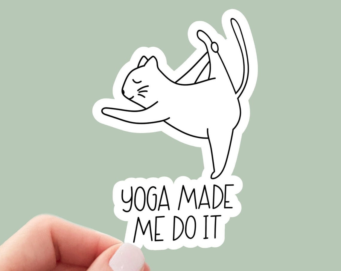 Stickology Yoga Made Me Do It pose cat er, yoga motivational laptop ...