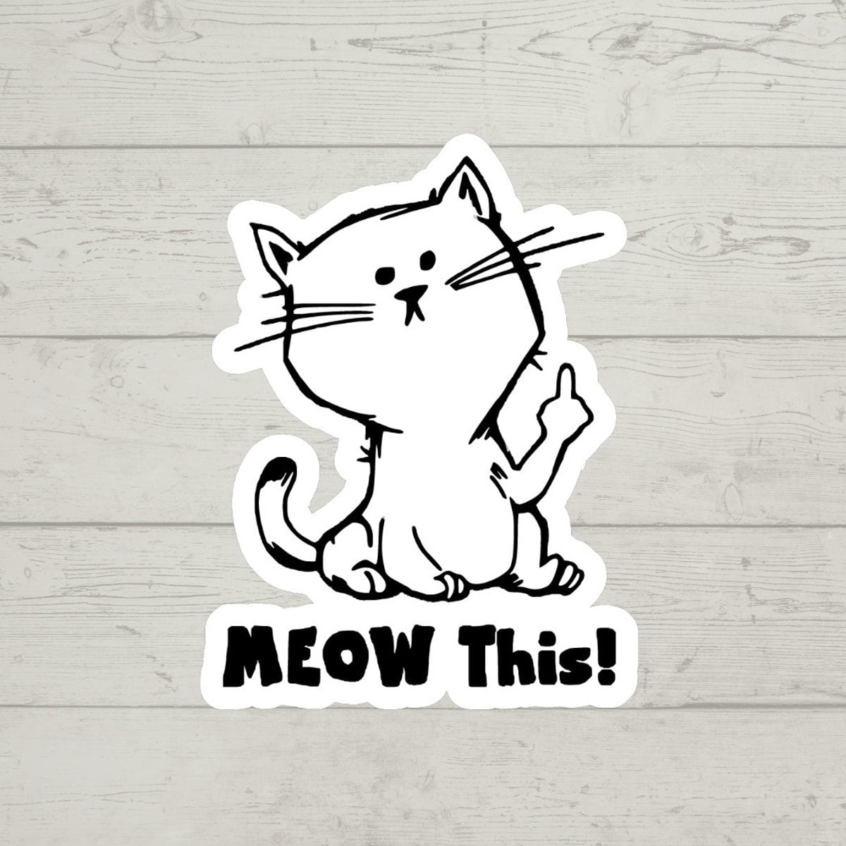 Stickology cat with / meow this sticker waterproof glossy vinyl sticker ...