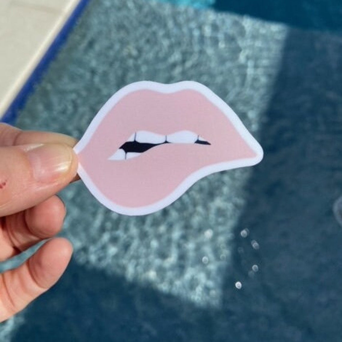 Stickology pink biting lip tongue logo er | Laptop er Aesthetic ers ...