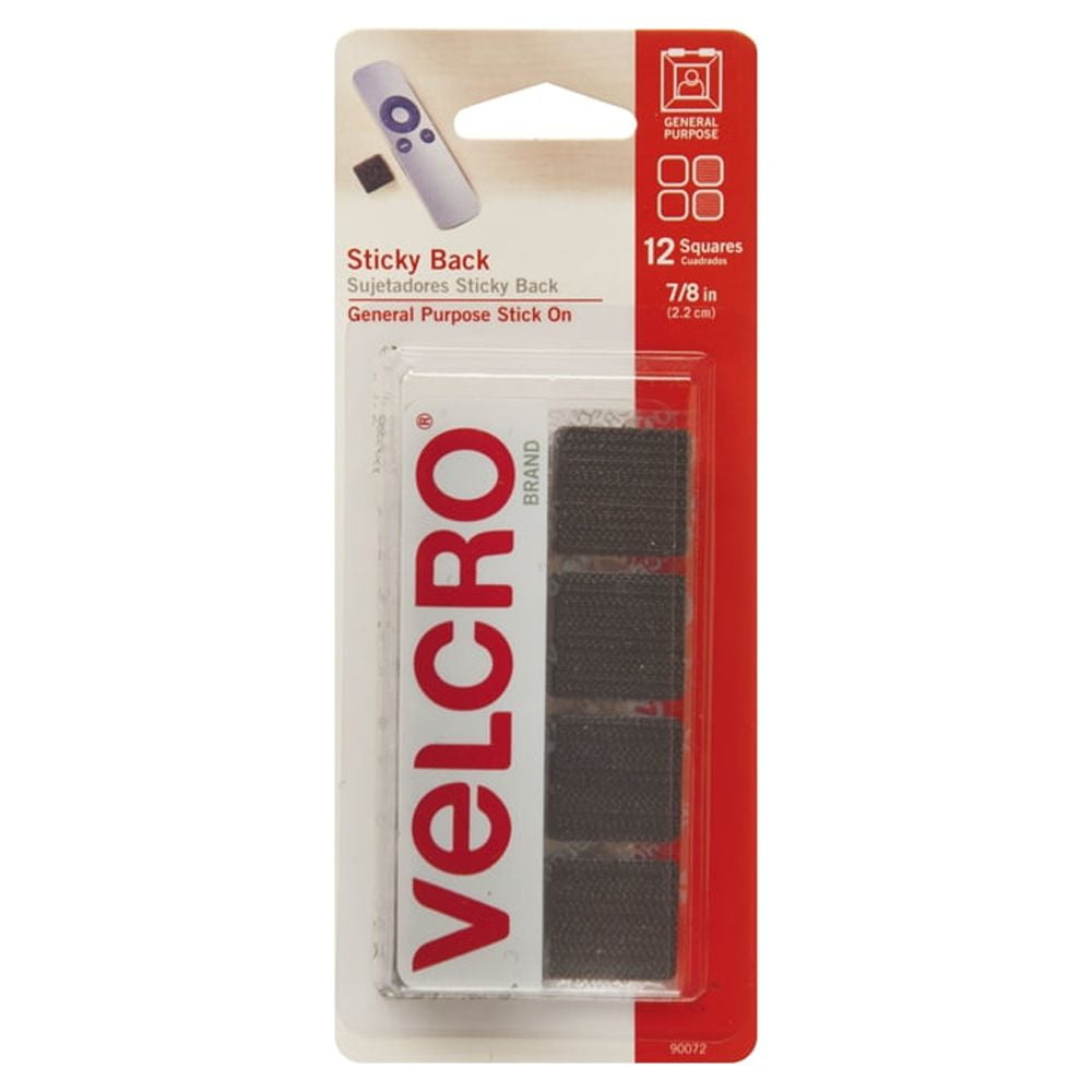 Sticky-Back Fasteners, Removable Adhesive, 0.88" X 0.88", Black, 12 ...