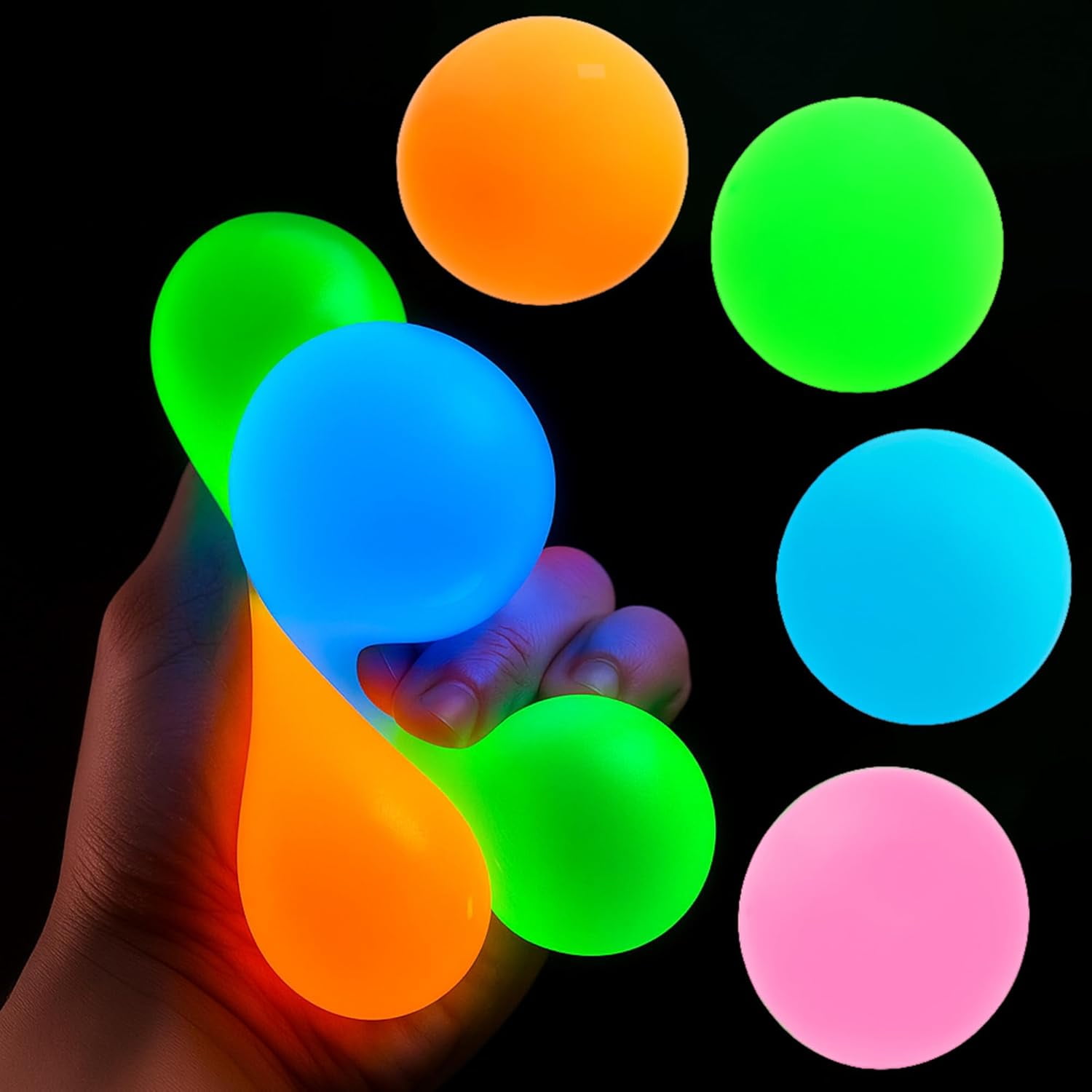 Sticky Balls for Ceiling & Wall, Glow in The Dark Sticky Stress Balls ...