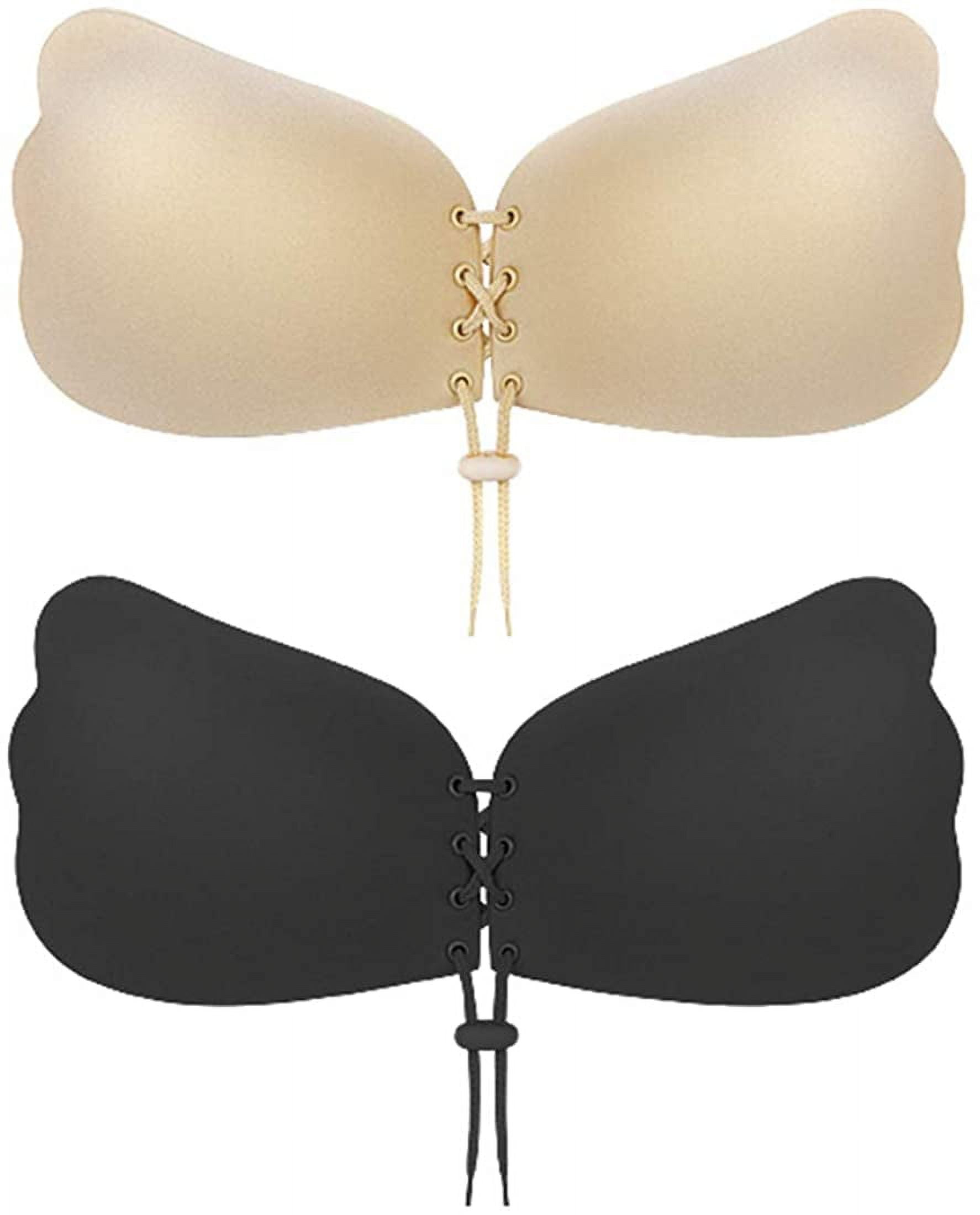Sticky Bra 2 Pairs Strapless Backless Adhesive Invisible Push up Bra B ...