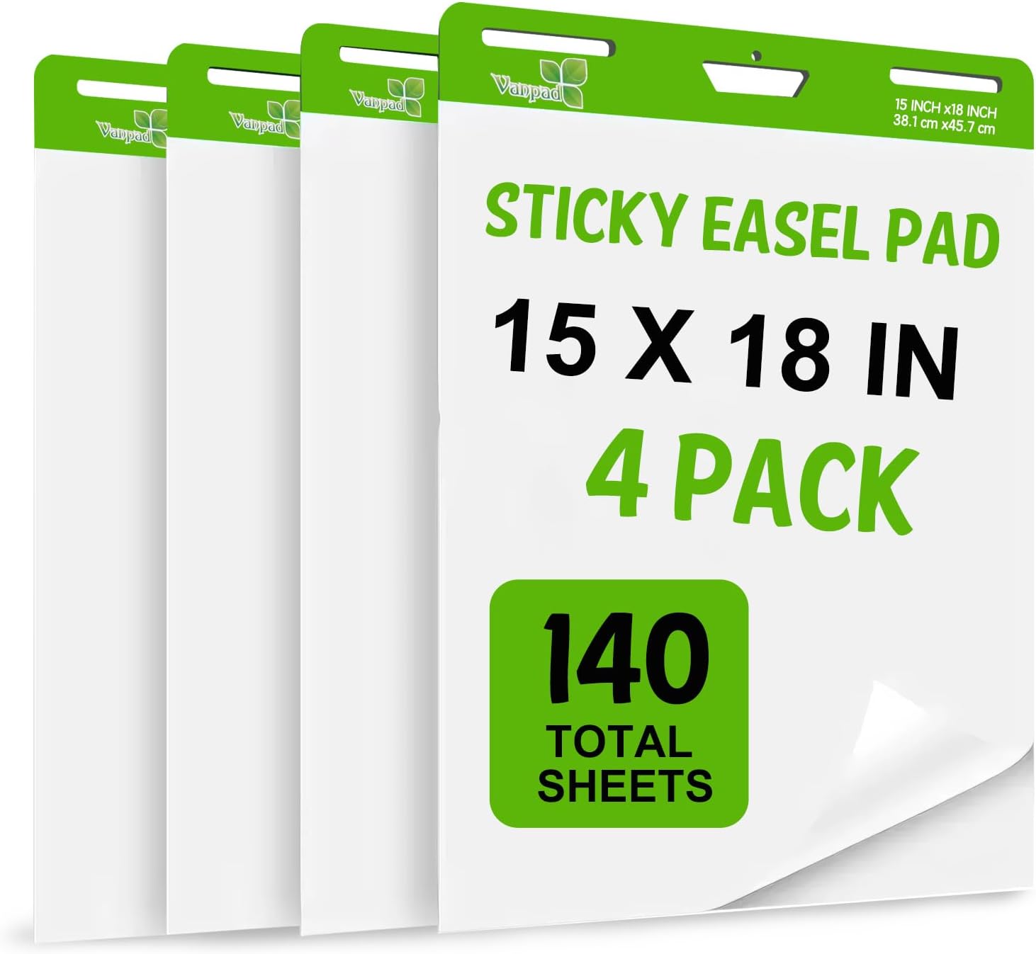 Sticky Easel Pad 15 in x 18 in, 35 Sheets/Pad, 4 Pads/Pack, 140 Sheets ...