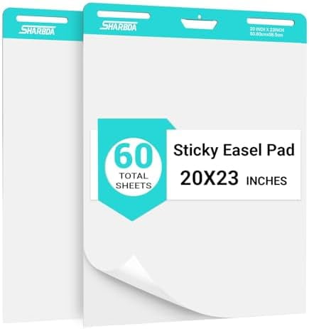Sticky Easel Pad,20 in x 23 in,Flip Chart Paper,Sticky Chart Paper for ...