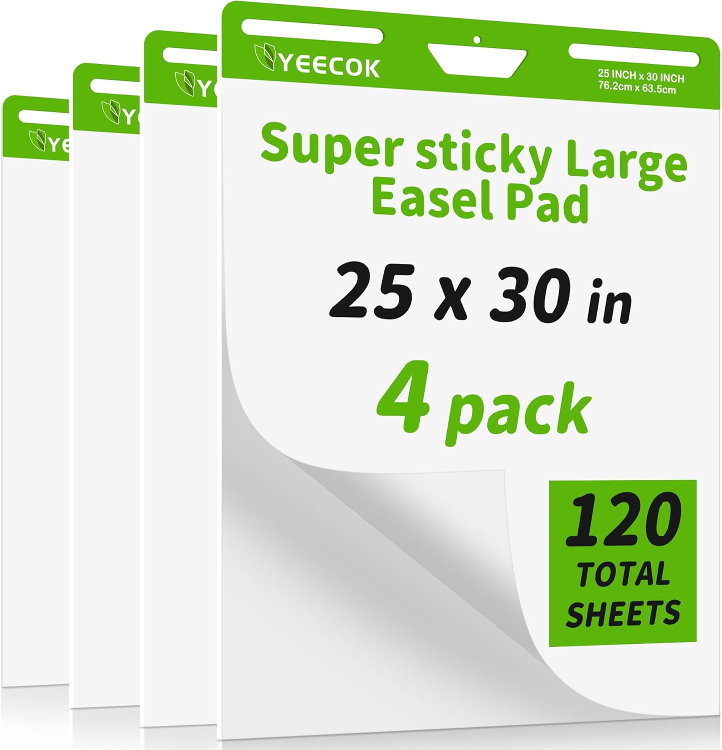 Sticky Easel Pad 25 in x 30 in, 30 Sheets/Pad, 4 Pads/Pack, Sticky Flip ...