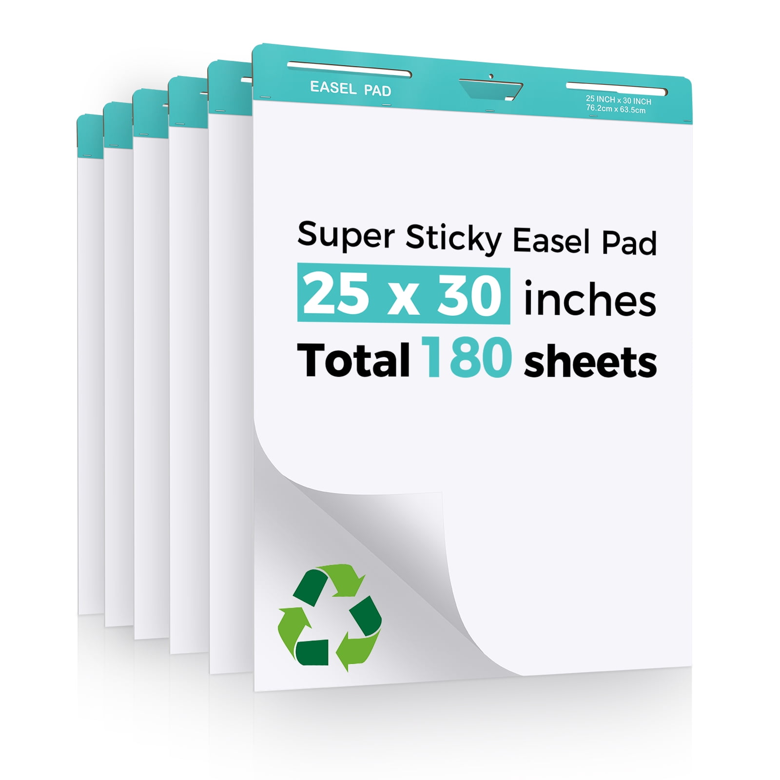 Sticky Easel Pad, 25 x 30 Inch, White, 30 Sheets/Pad, 6 Pads/Pack, Flip ...