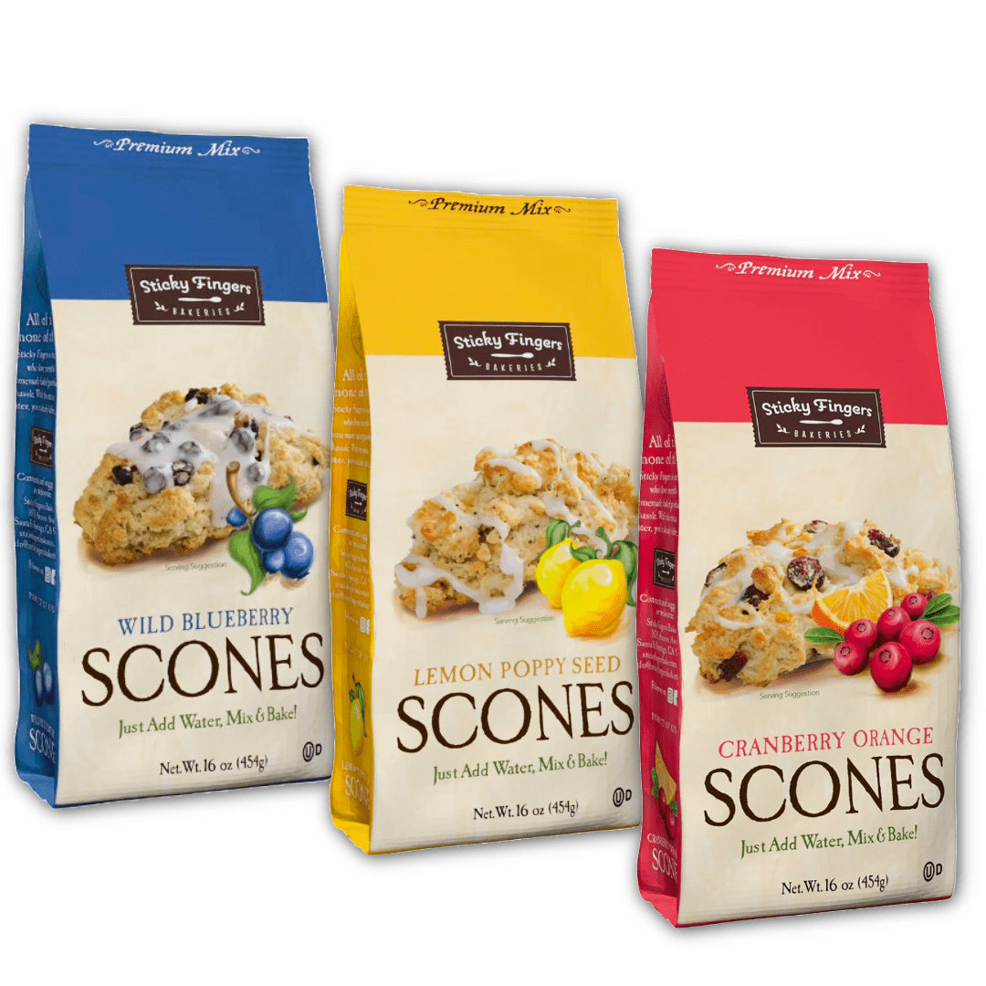 Sticky Fingers Bakeries Scone Mix Variety Pack – Lemon Poppy Seed, Wild ...