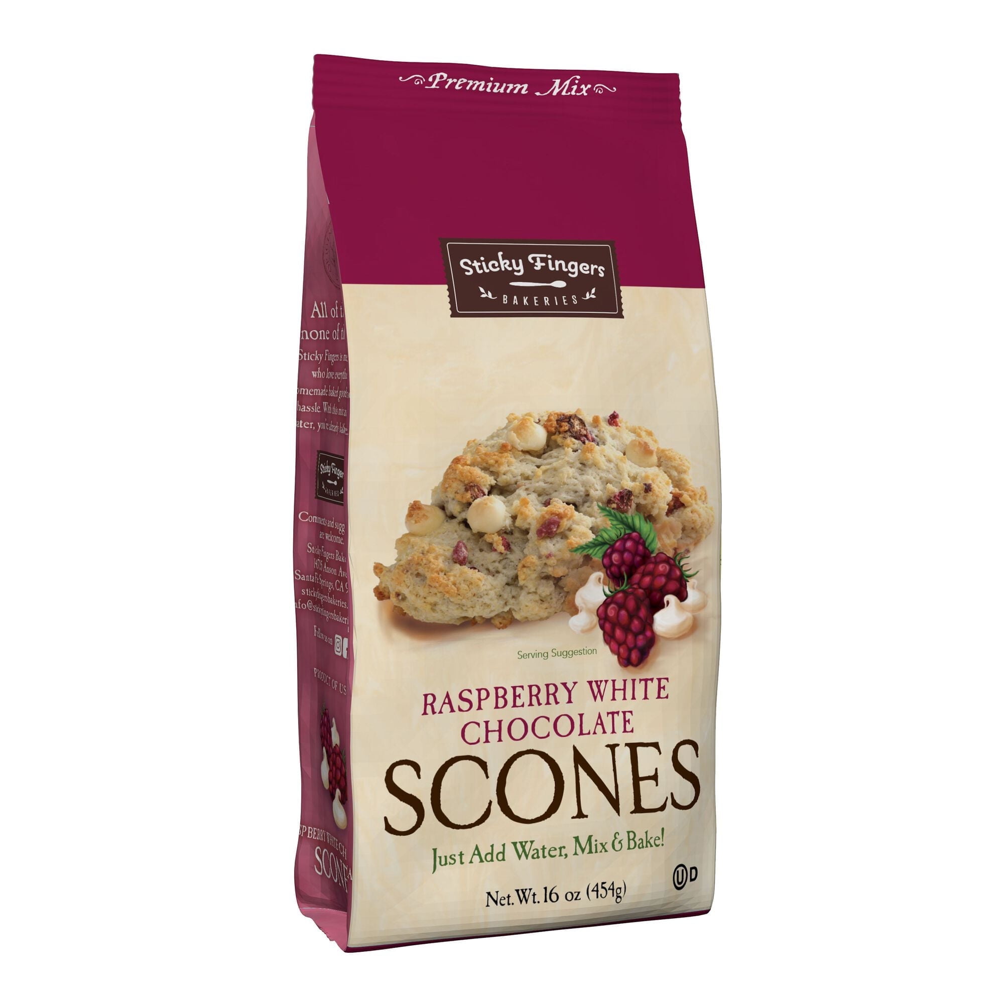 Sticky Fingers Raspberry White Chocolate Scone Mix 16 oz. Pack of 3 ...