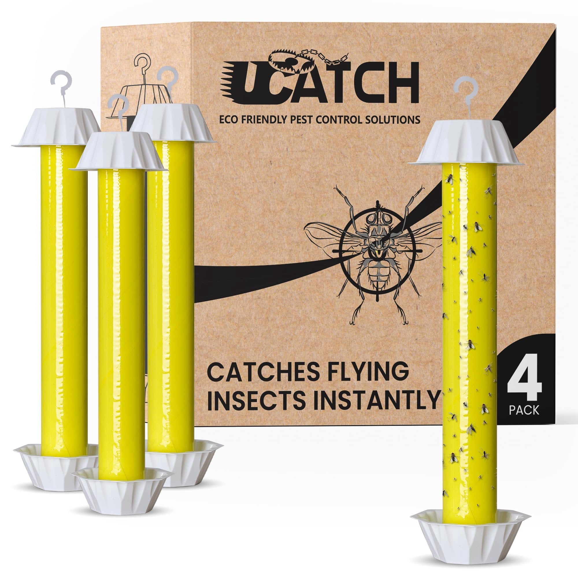 Sticky Fly Trap Indoor & Outdoor Hanging Fly Stick for Gnats, Flies ...