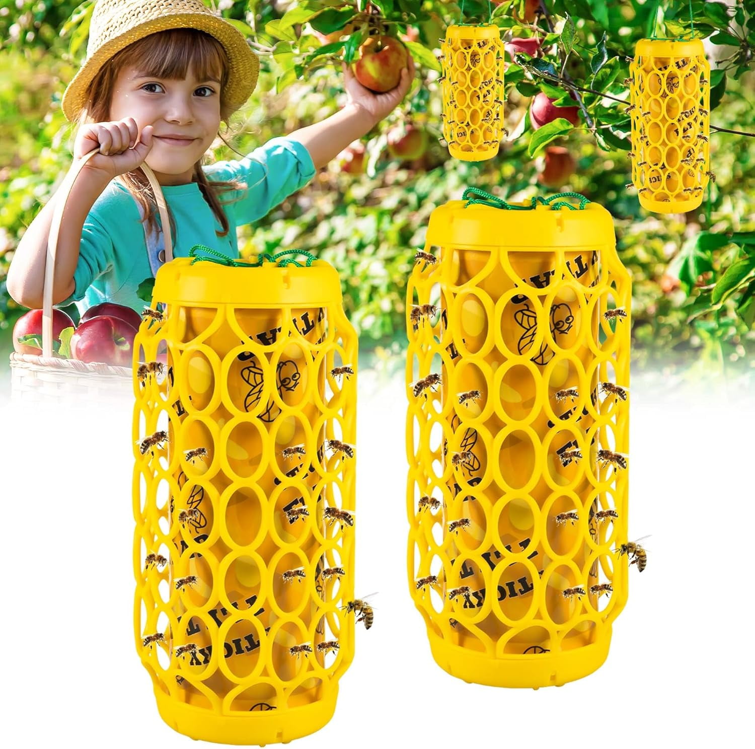 Sticky Fly Traps Outdoor Hanging,Fruit Fly Traps for Indoors,Wasp Trap ...