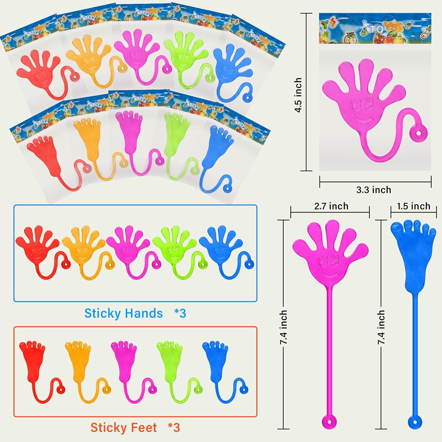 Sticky Hands Bulk 30 PCS Party Favors for Kids 4-8,8-12 Year Stretchy ...