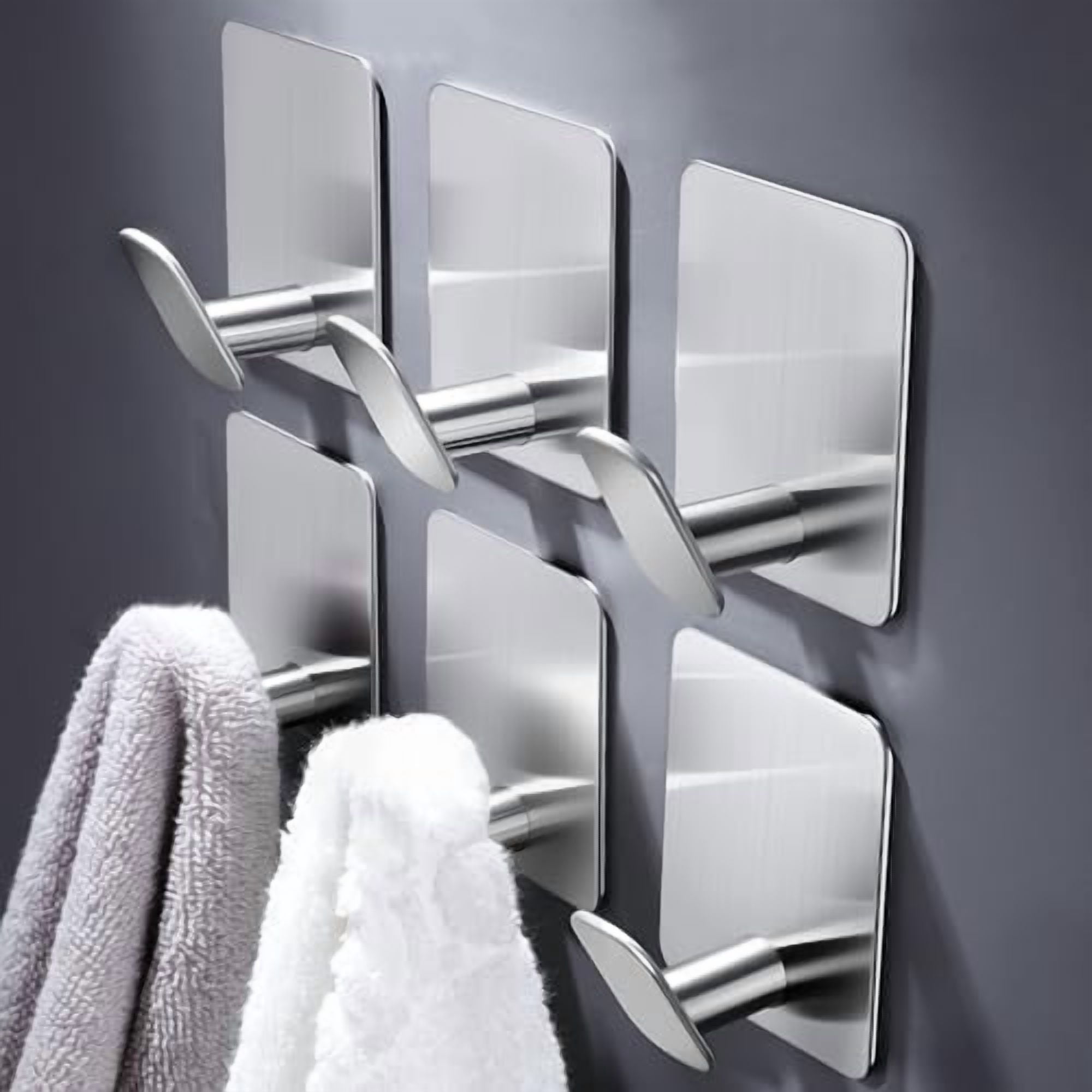 Sticky Hooks for Hanging Adhesive, Silver Wall Hooks for Bathroom ...
