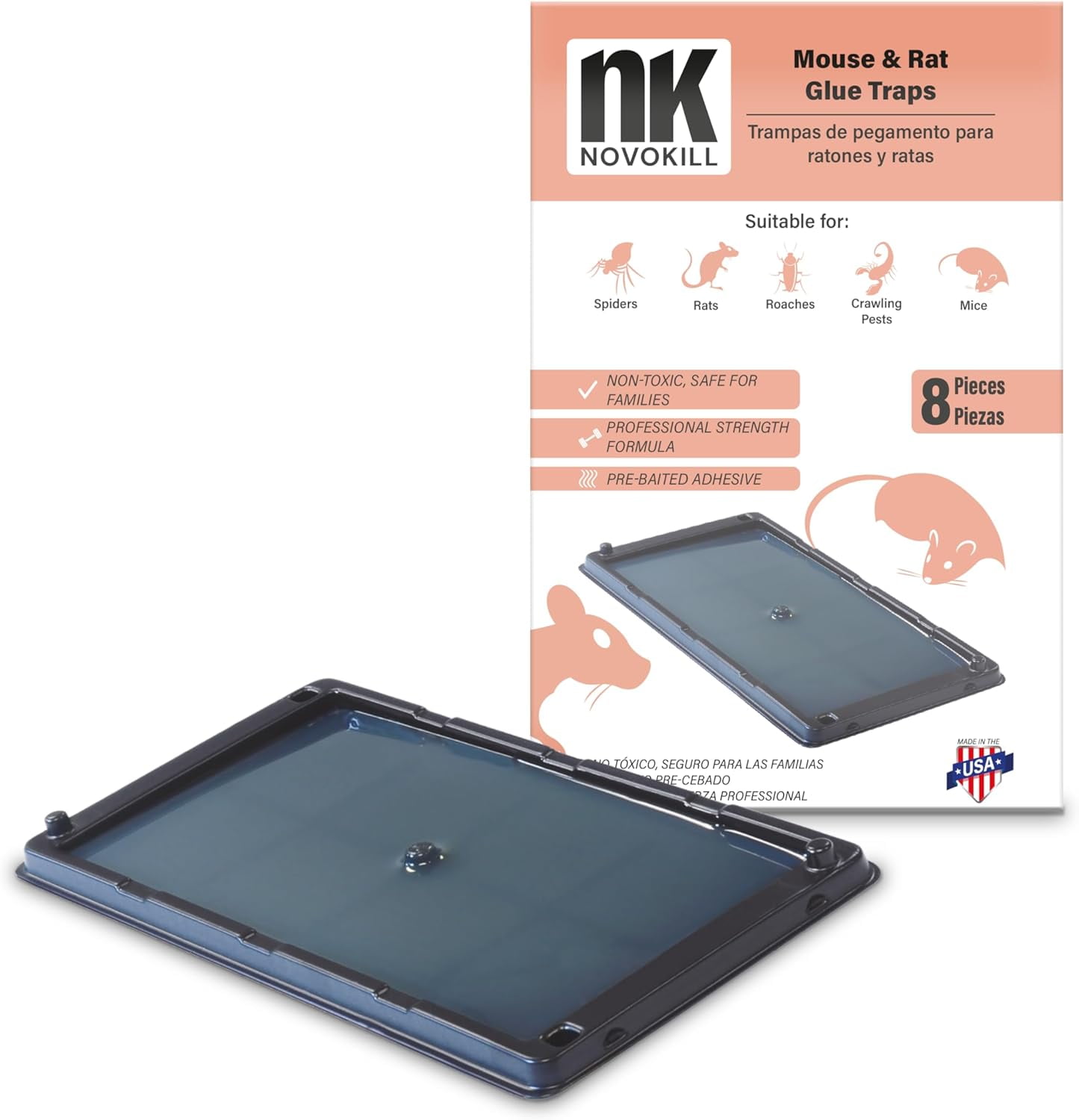 Sticky Mouse & Rat Glue Traps – 8-Pack Heavy-Duty Glue Plastic Tray ...