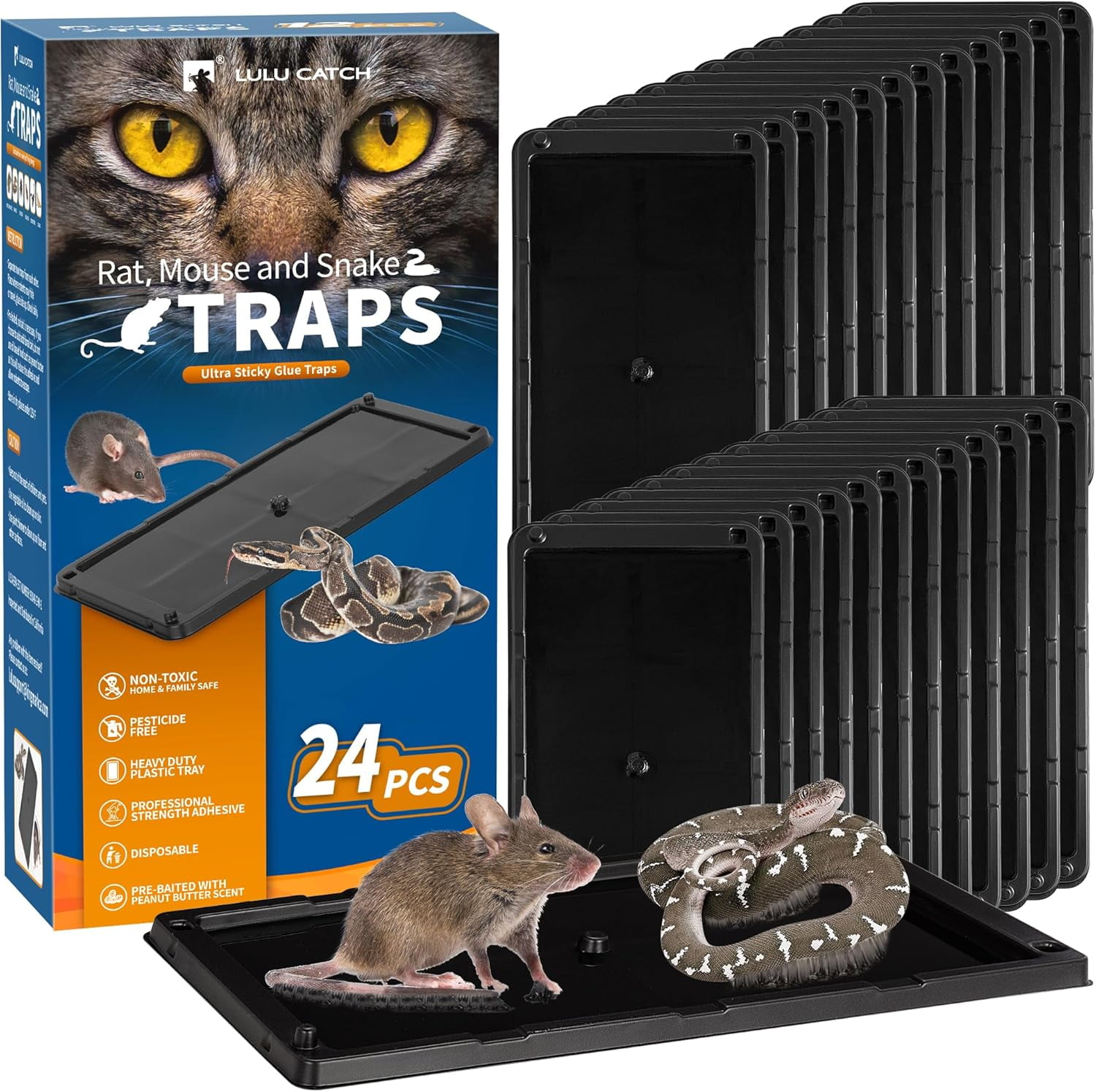 Sticky Mouse Trap, 96 Pack Large Glue Traps, Pre-Baited Heavy Duty Non ...