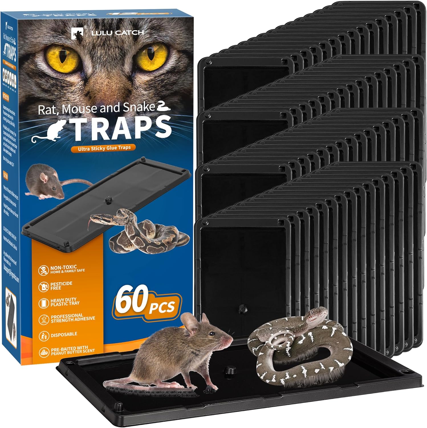 Sticky Mouse Trap, 96 Pack Large Glue Traps, Pre-Baited Heavy Duty Non ...