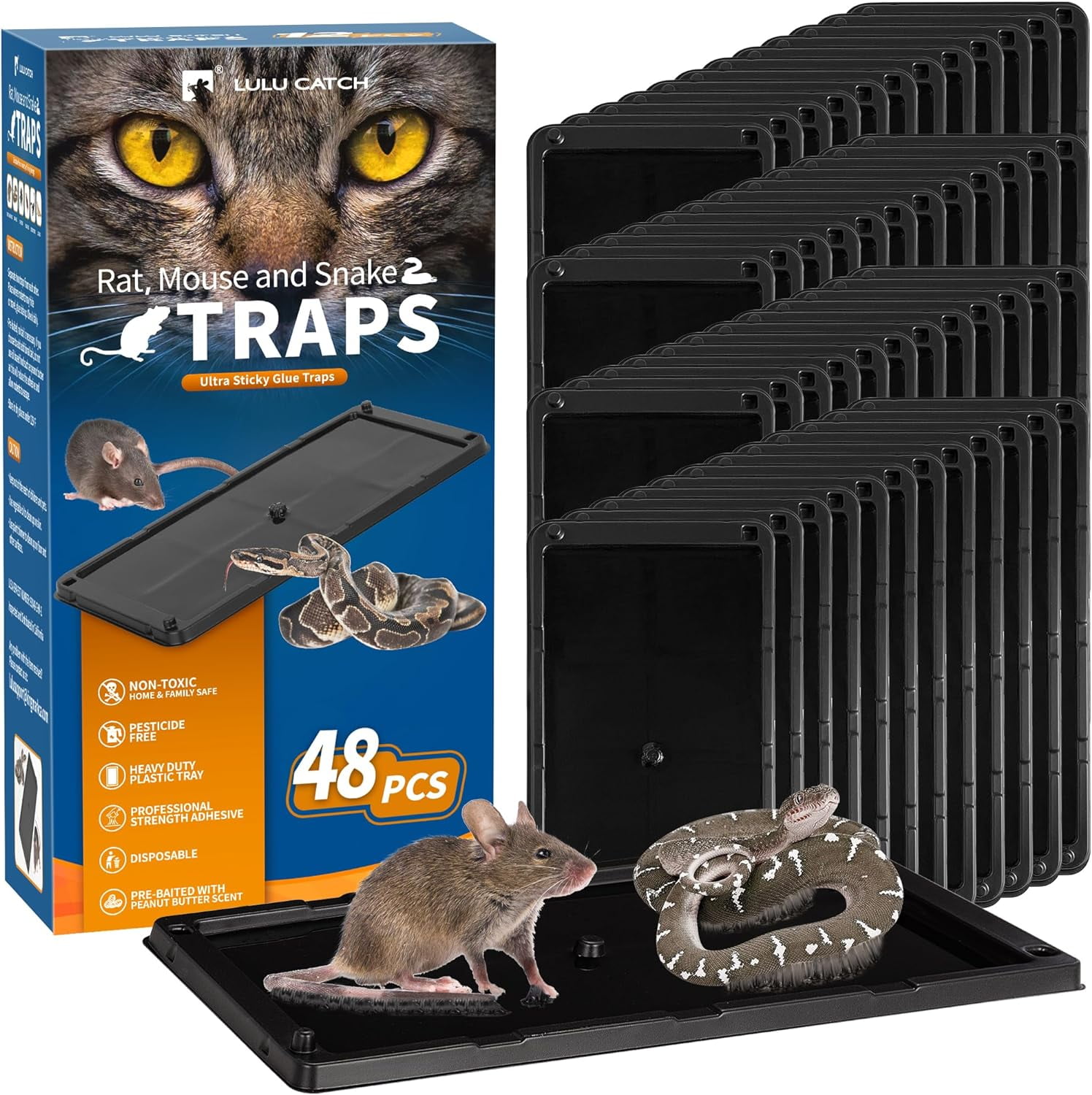Sticky Mouse Trap, 96 Pack Large Glue Traps, Pre-Baited Heavy Duty Non ...