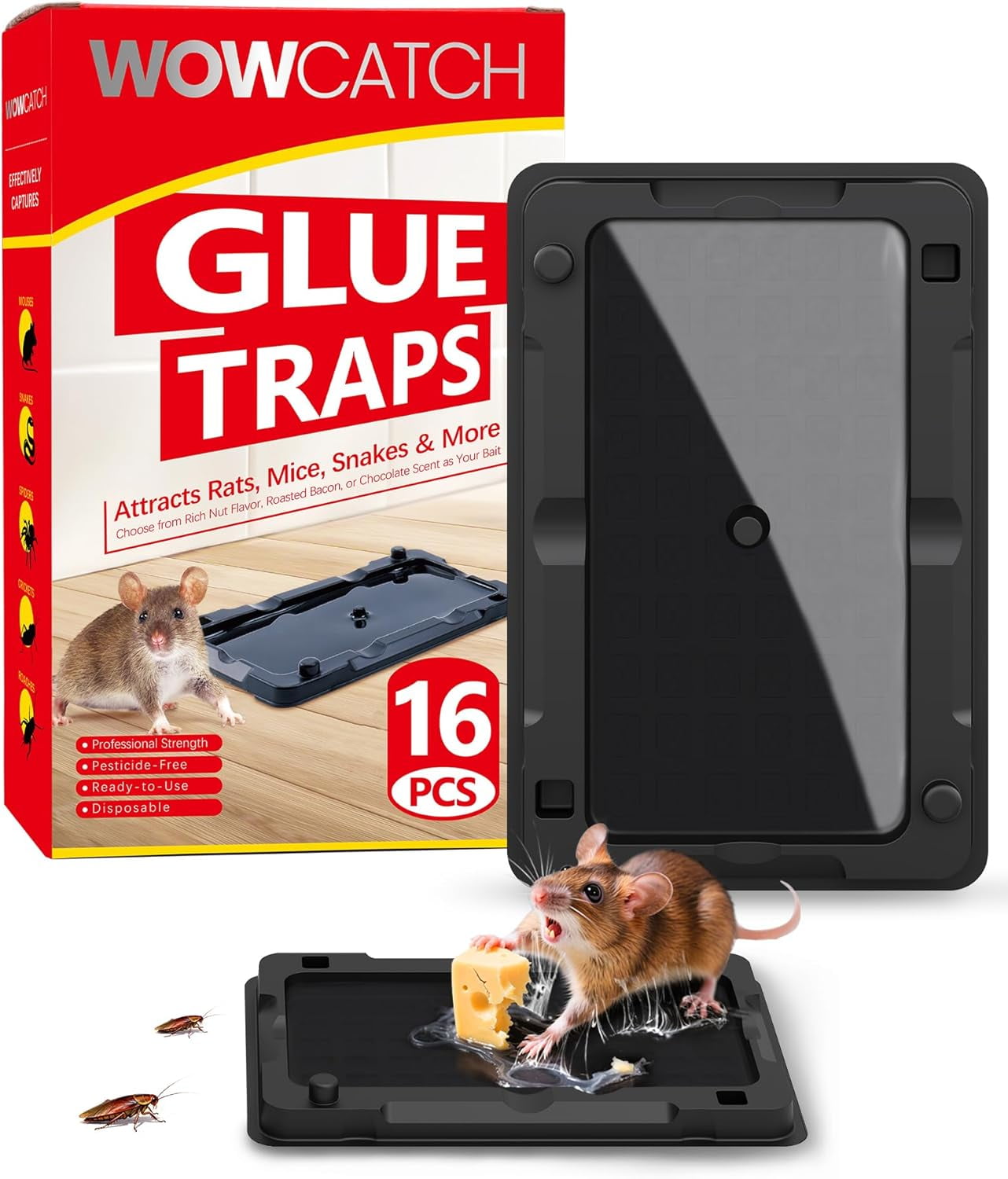 Sticky Mouse Traps Indoor for Home - 16 Pack Pre-baited Glue Traps for ...