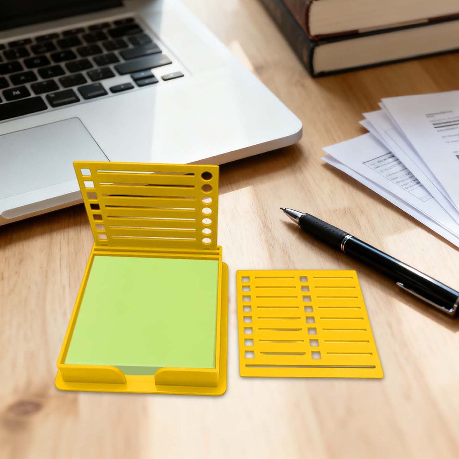 Sticky Note Dispenser,3.5x3.7inch Reusable Post Note Holder with Line ...