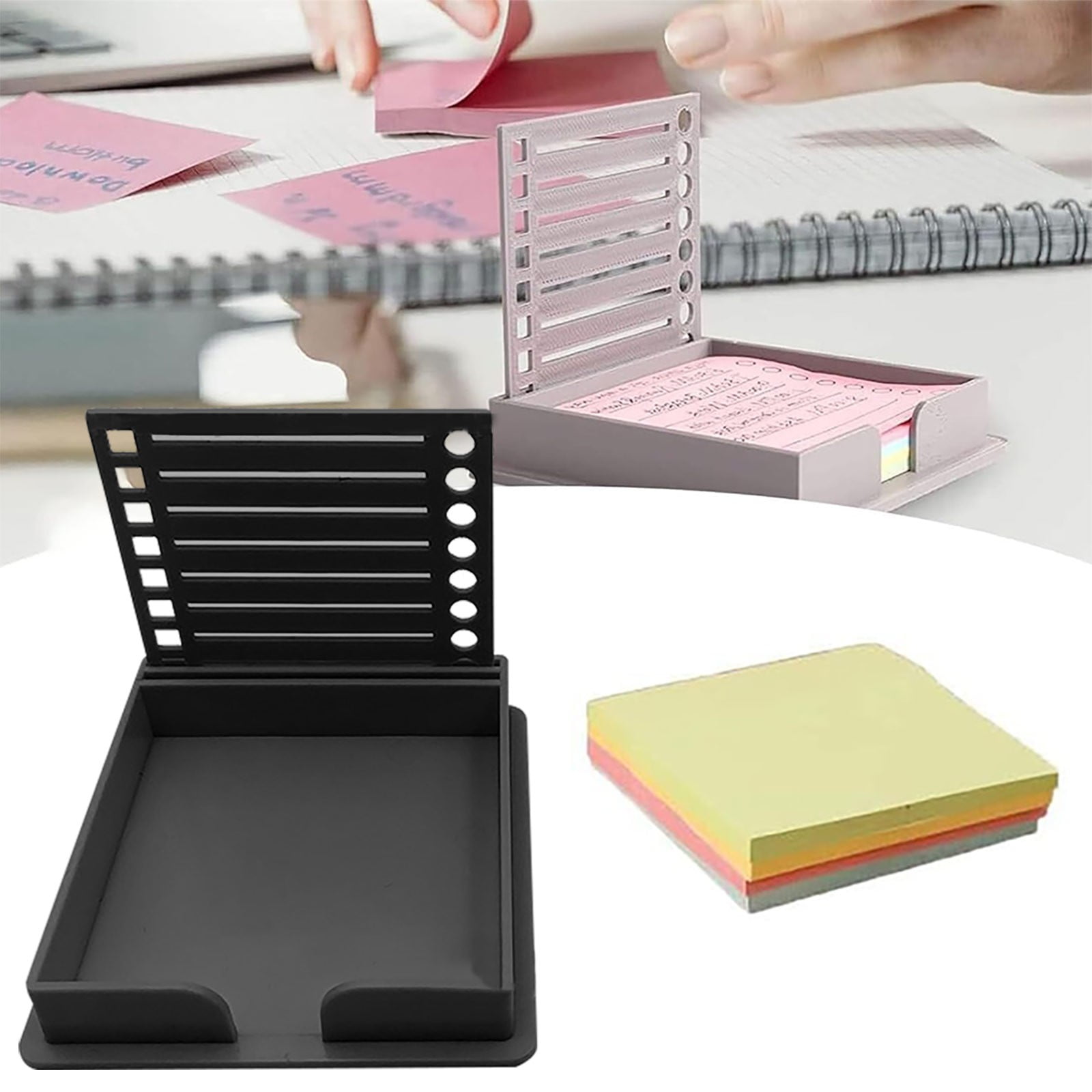 Sticky Note Holder with Stencil, Sticky Note Dispenser Compatible with ...