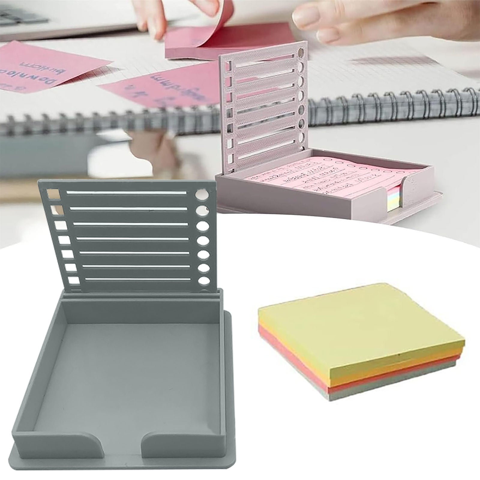 Sticky Note Holder with Stencil, Sticky Note Dispenser Compatible with ...