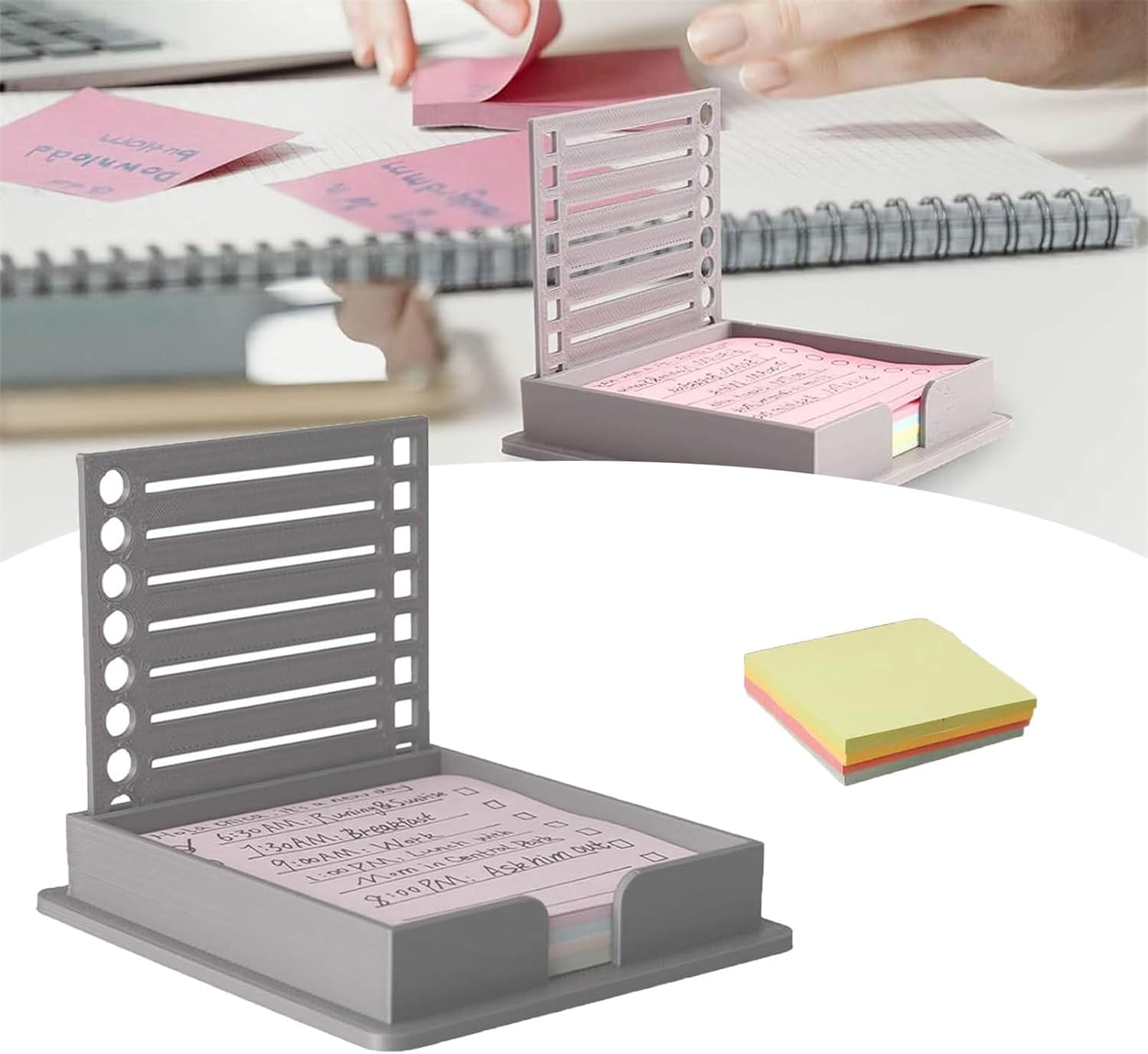 Sticky Note Holder with Stencil,Wavy Self-Stick Notepad Holder, Note ...