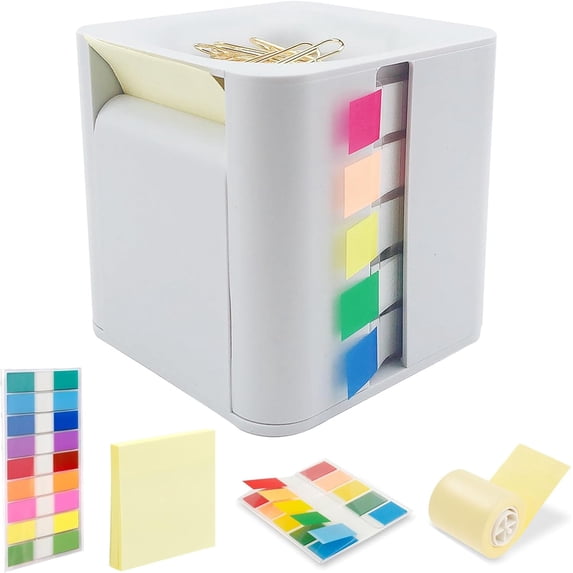 Sticky Note Holder and Dispenser with Magnetic Paper Clip Holder, Pop ...
