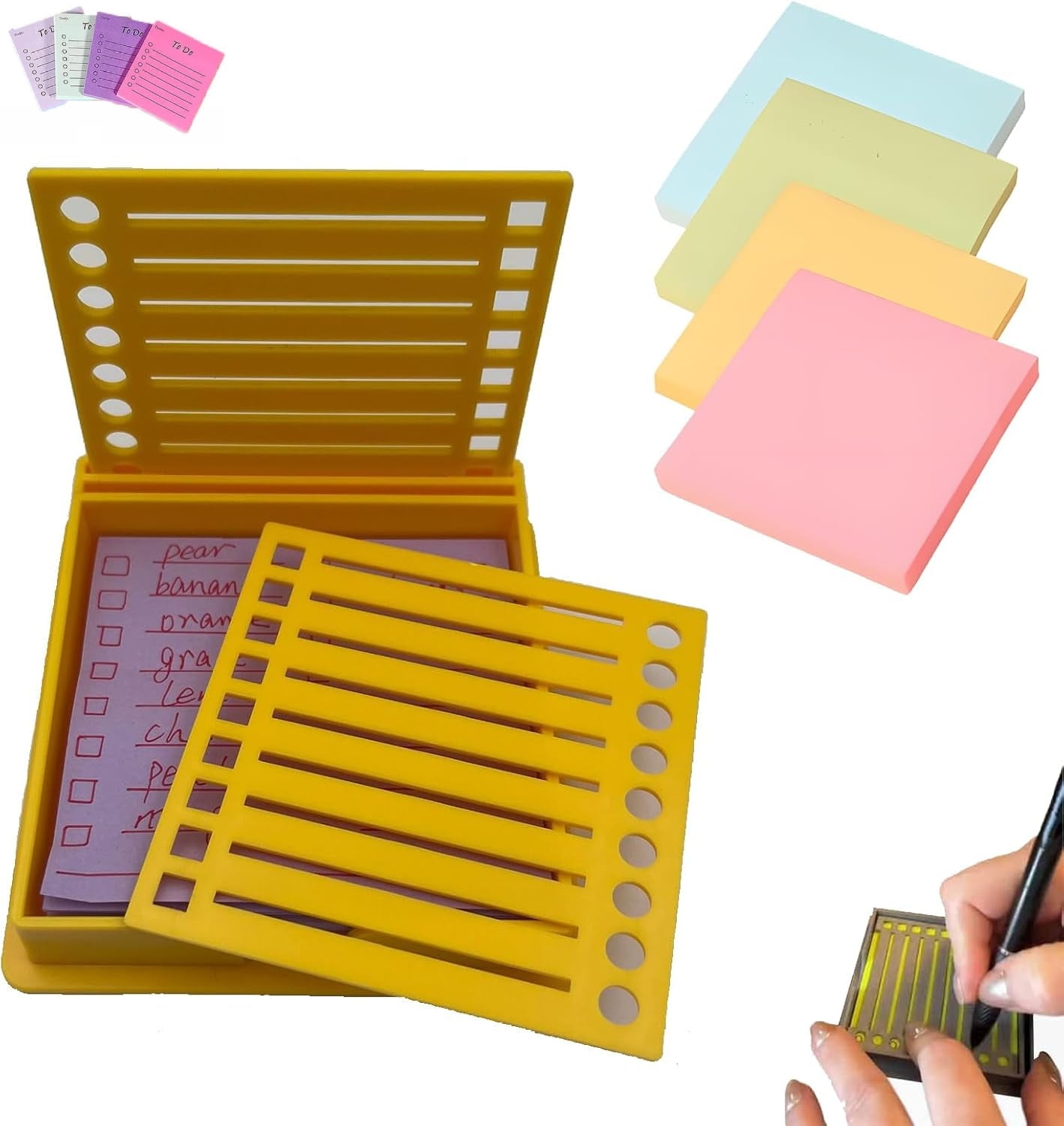 Sticky Note Stencil, Sticky Note Holder with Stencil 3x3 Sticky Note ...
