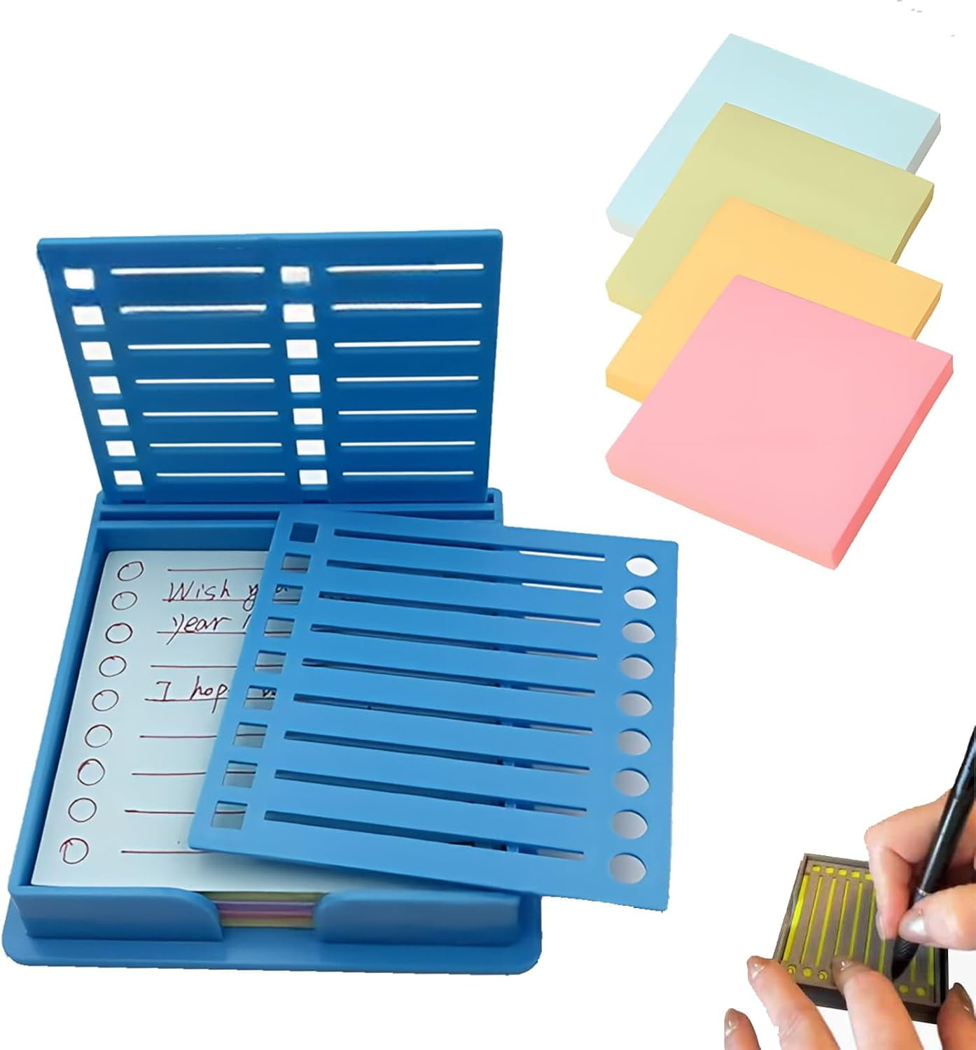 Sticky Note Stencil, Sticky Note Holder with Stencil 3x3 Sticky Note ...