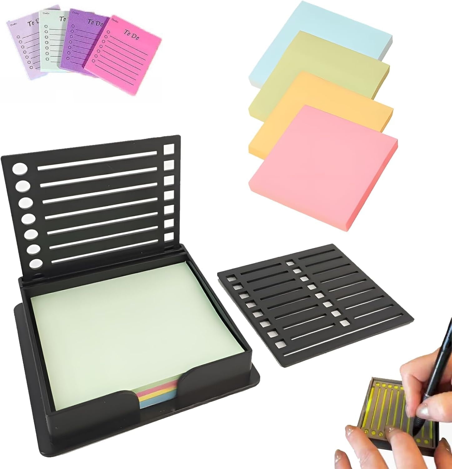 Sticky Note Stencil, Sticky Note Holder with Stencil 3x3 Sticky Note ...