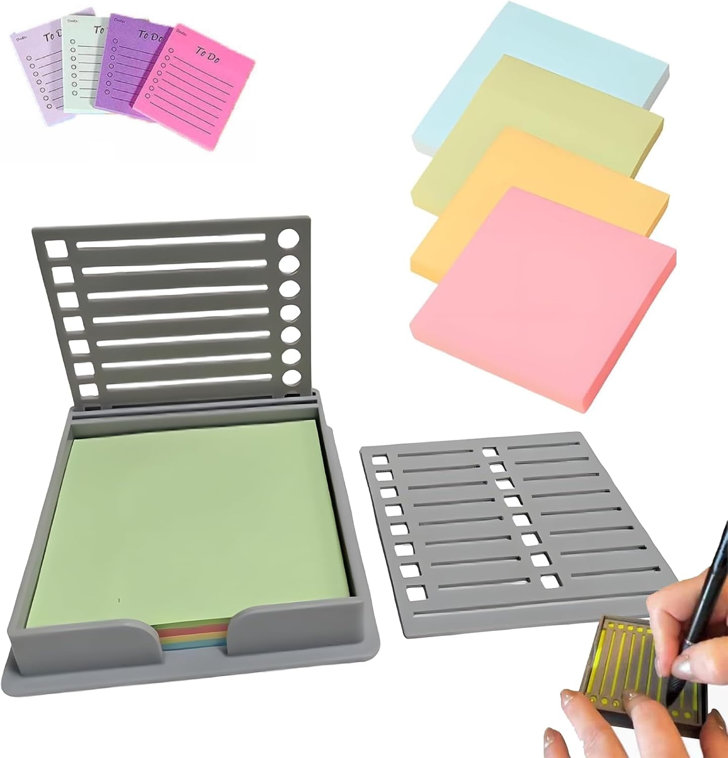Sticky Note Stencil, Sticky Note Holder with Stencil 3x3 Sticky Note ...