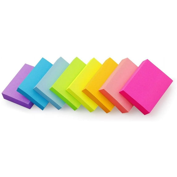Sticky Notes 1.5x2 inch Bright Colors Self-Stick Pads 8 Pads/Pack 100 ...
