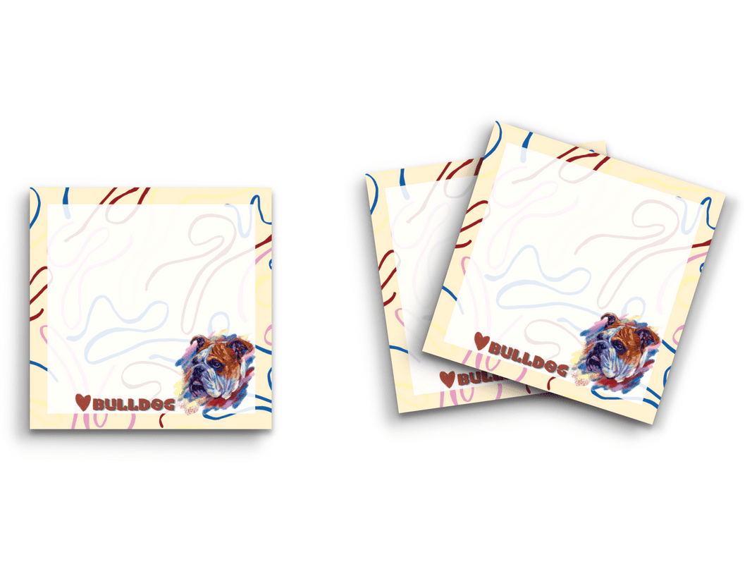 Sticky Notes 3 Pack 3"x3" 50 Sheet Count Bulldog, Cute Funny Memo Note ...