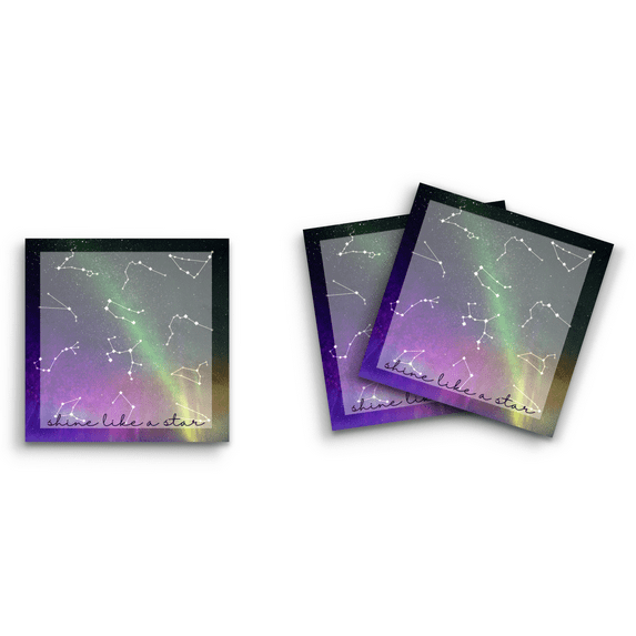 Sticky Notes 3 Pack 3"x3" 50 Sheet Count Shine Like a Star Galaxy Sky ...