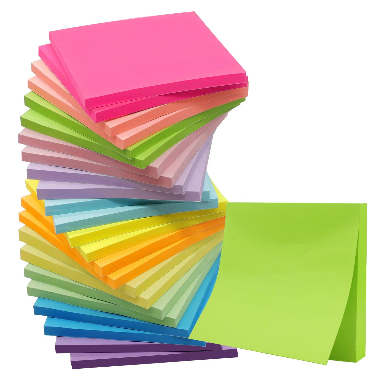 Sticky Notes 3x3 Inch 24 Pack, Self Stick Pads with Strong Adhesive, 12 ...