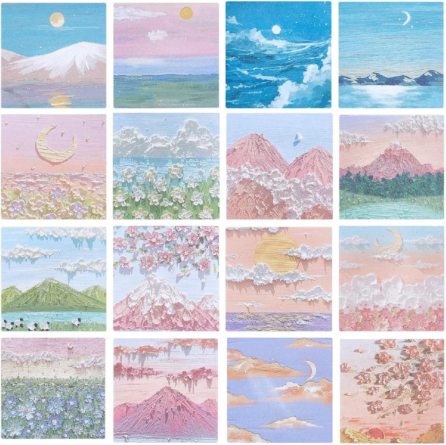 Sticky Notes 3x3 Inches Aesthetic Note Pads 16 Style Self-Stick Note ...