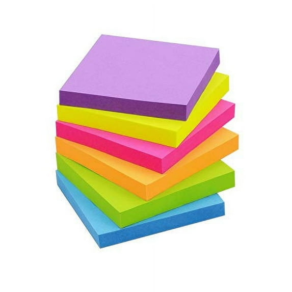 Pop Up Sticky Notes 3x3 inch Bright Colors Self-Stick Pads 6 Pads/Pack ...