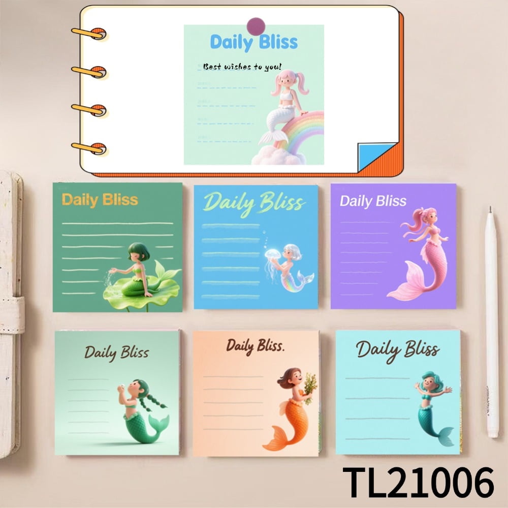 Sticky Notes with Beautiful Mermaid Illustrations (3.54×3.54 Inches ...